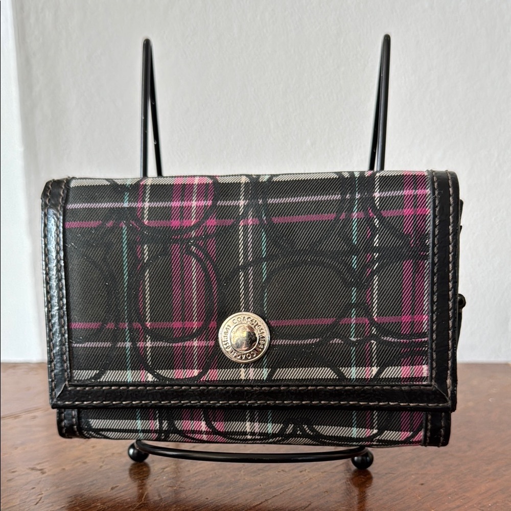 Coach Tartan Black And Pink Plaid Wallet-Euc - Gem